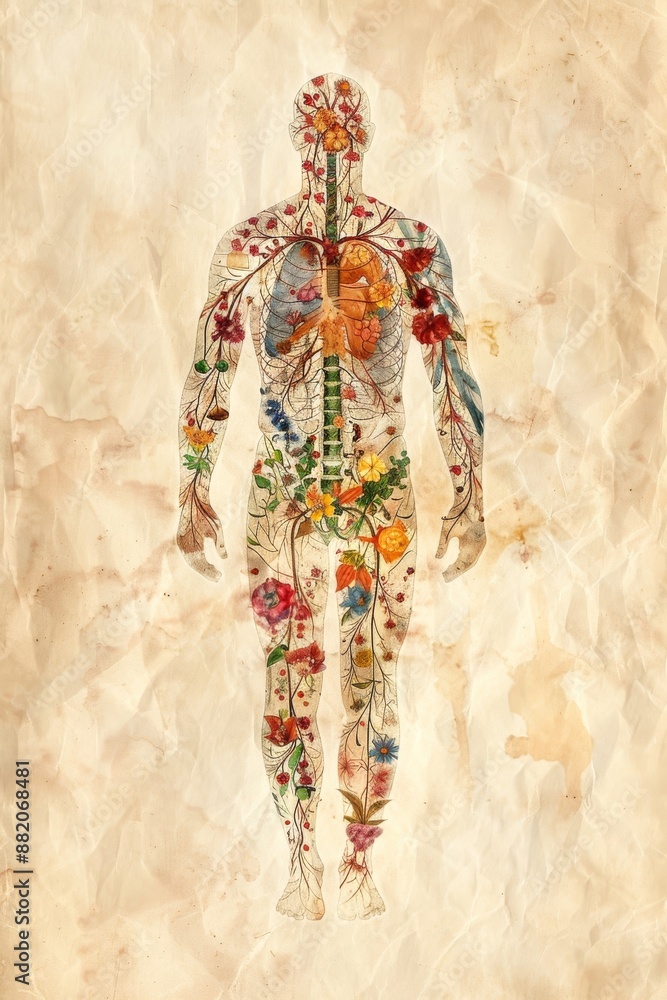 watercolor clipart of human middle body part anatomical body made up of ...