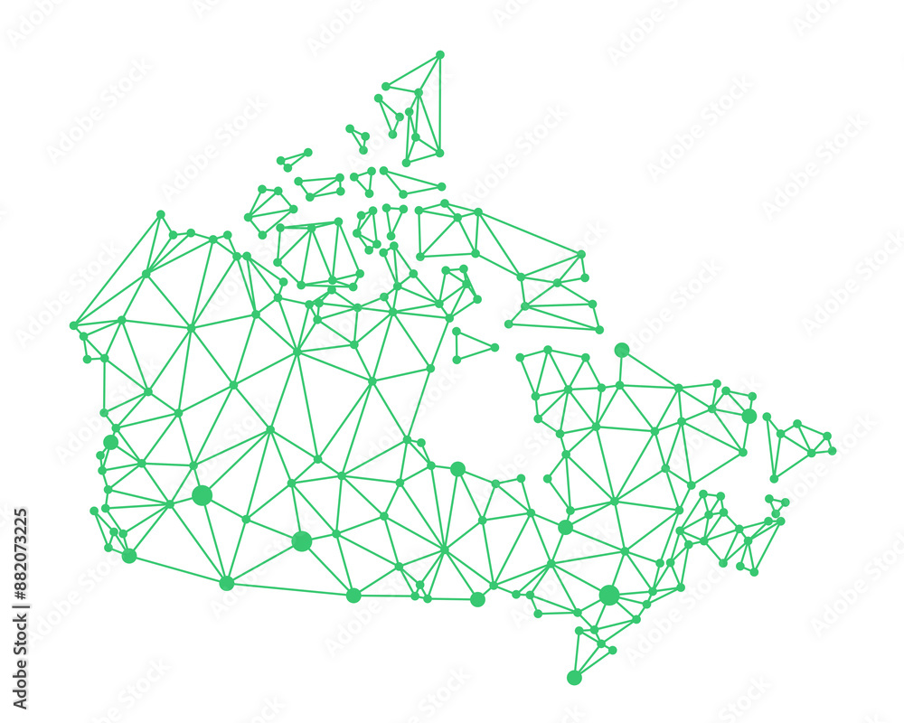 Canada polygon map. Low poly modern style map of Canada with connecting ...