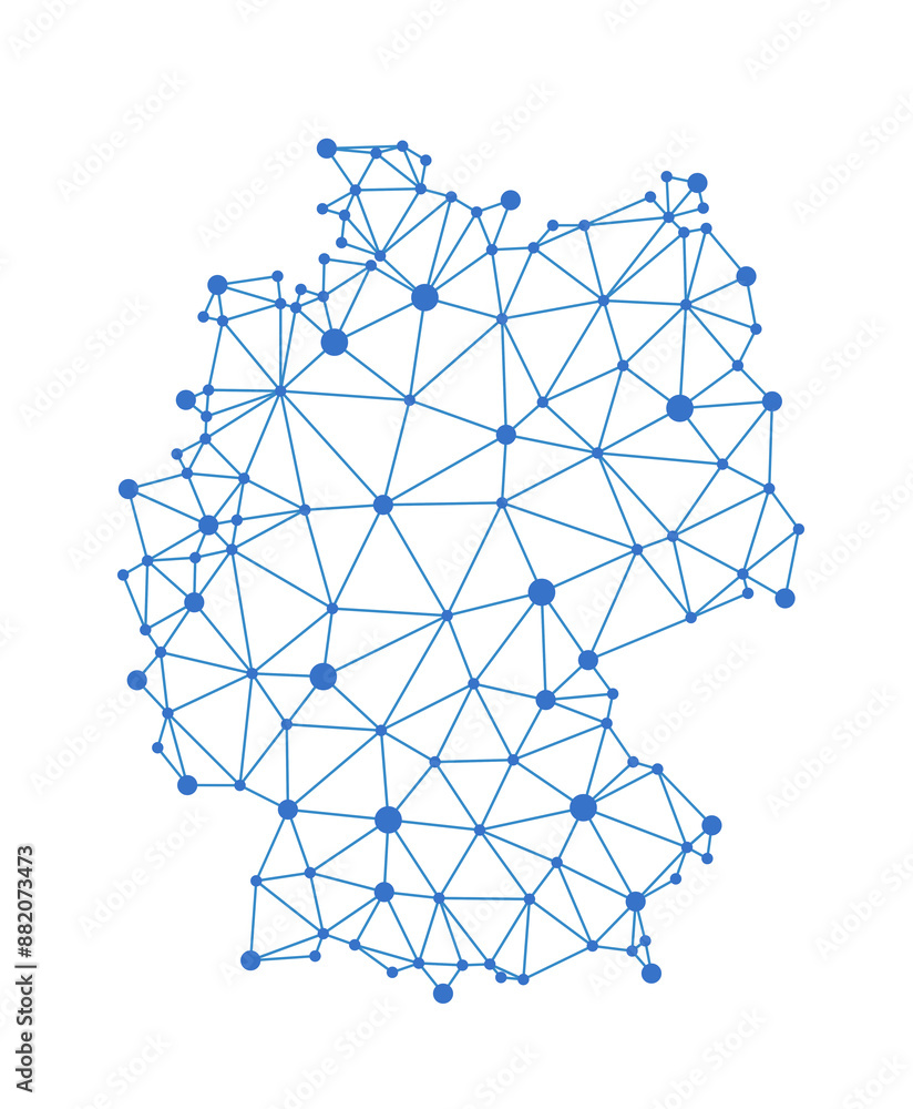 Germany polygon map. Low poly blue trendy style map of Germany with ...