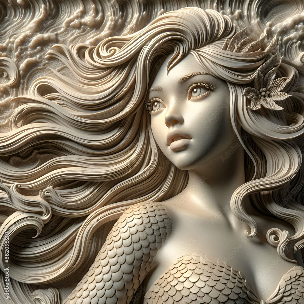 An ultra-realistic, magnificent, perfect, and beautiful mermaid in a ...