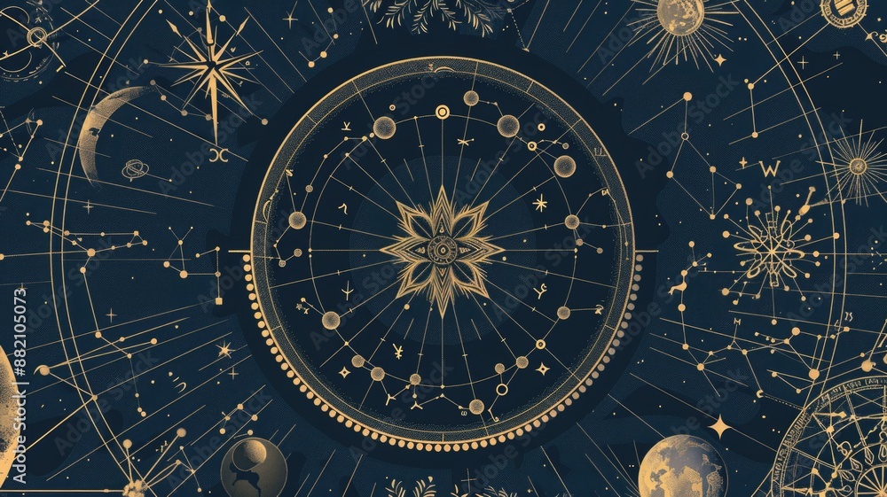 Detailed guide to zodiac sign pairings, featuring a circular layout ...