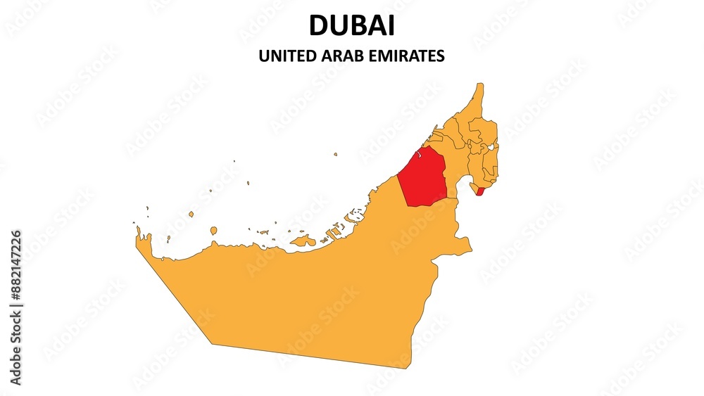 Dubai Map is highlighted on the United Arab Emirates map with detailed ...