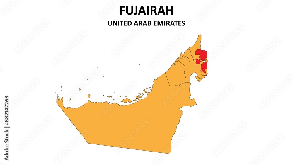 Fujairah Map is highlighted on the United Arab Emirates map with ...