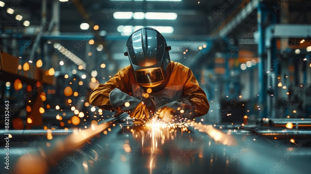 Skilled Welder Using MAG Welding Machine to Weld Stainless Steel ...
