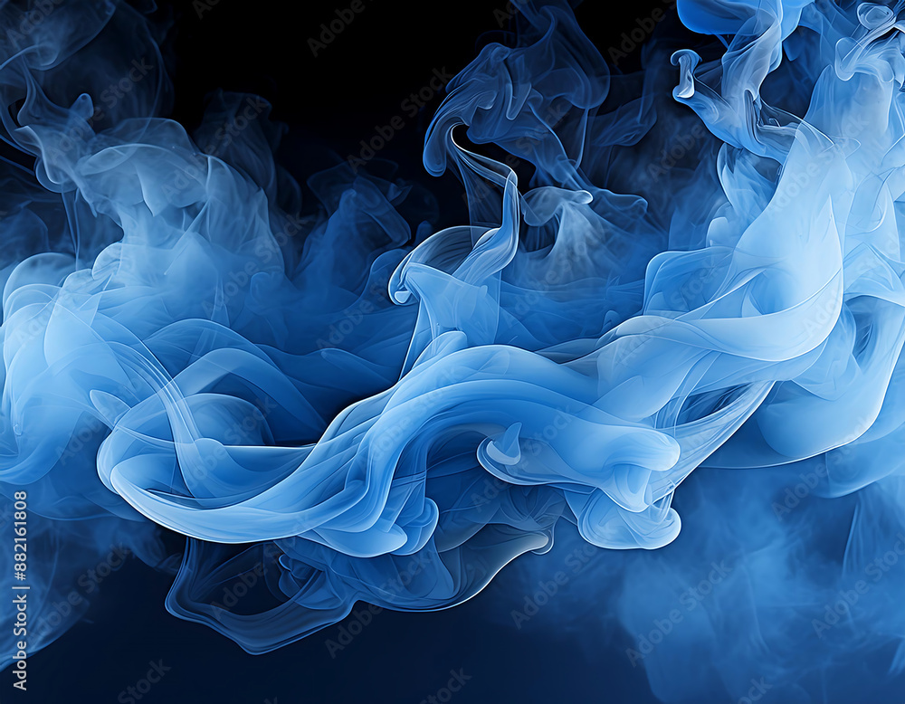Blue Smoke Explosion Border- A dramatic border of blue smoke, isolated ...