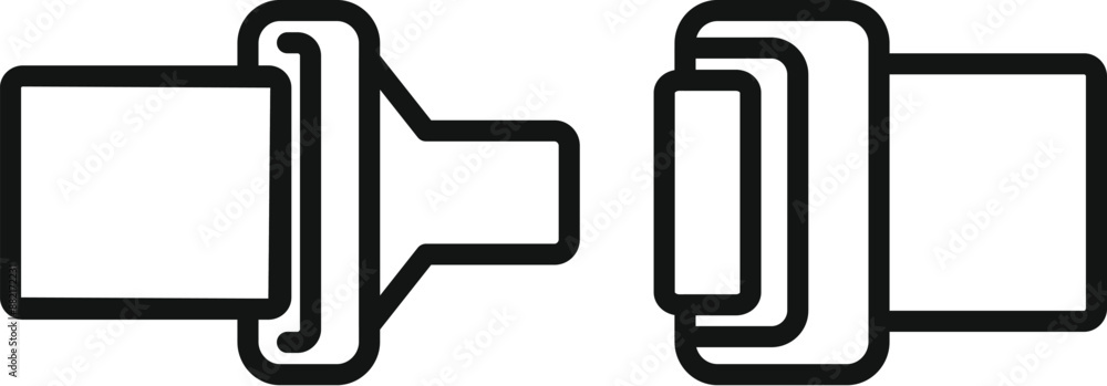 Plumbing fixture pipe connector icon set detailing two different ...