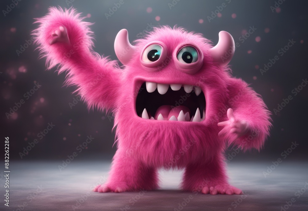 monster character olated cute cartoon transparent render dancing ...