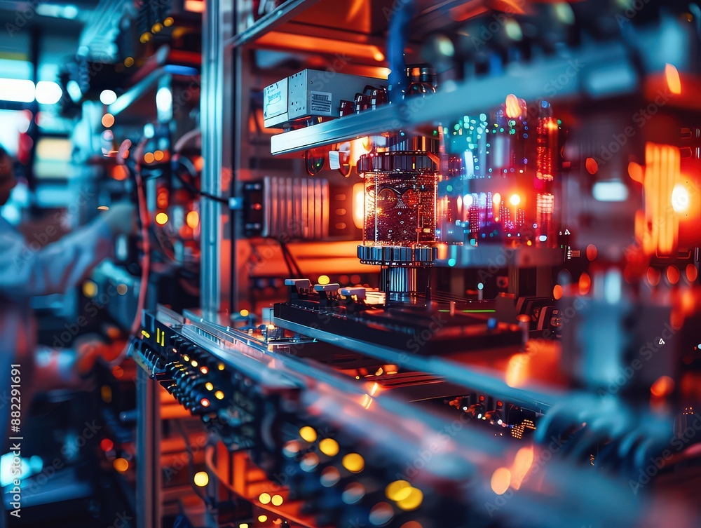 Detailed photograph of a quantum computing research facility, with ...