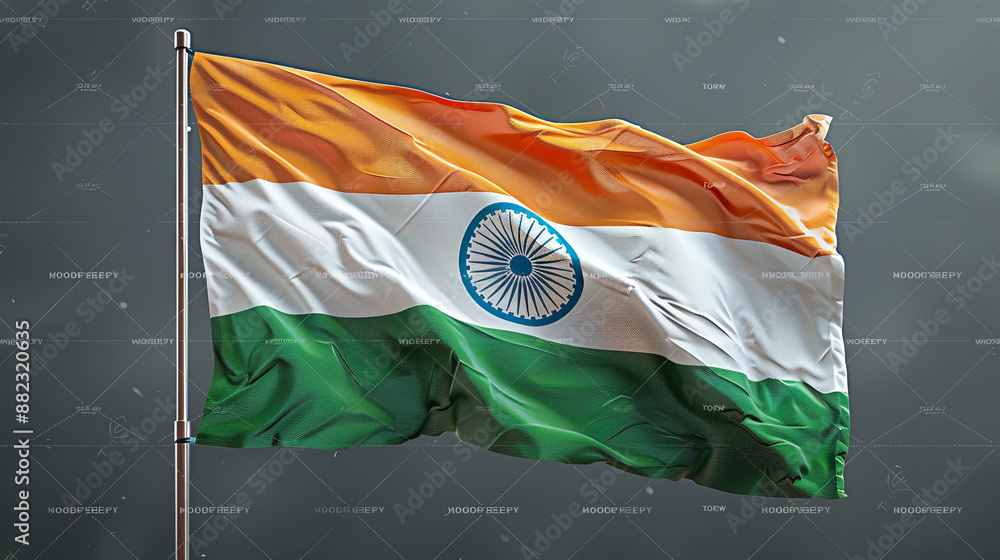 Modern Indian flag on a transparent background, providing ample copy ...