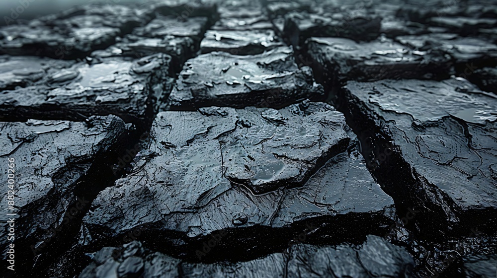 An image showcasing black coal blocks arranged in a grid pattern on a ...
