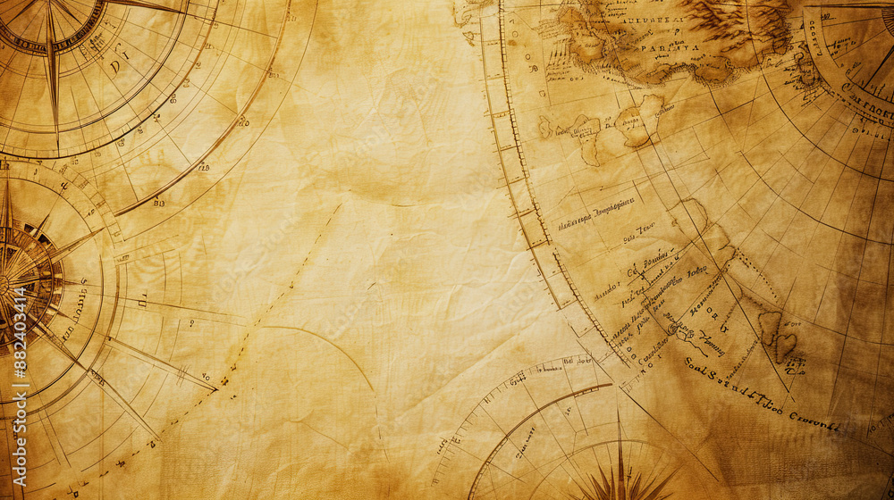 Empty Background of Old Nautical Chart: Vintage Maritime Map, Antique ...