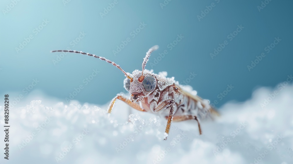 Tiny insect on arctic snow, intricate details of its body adapted for ...