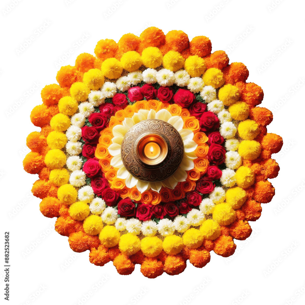 Onam Pookalam, Kerala traditional festival Onam Pookalam design element ...