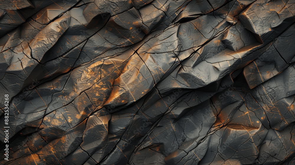 Photorealistic top view of rock texture with sharp ridges, detail of ...