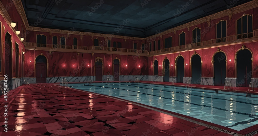 indoor spa resort bathhouse with hot tub and swimming pool in interior ...