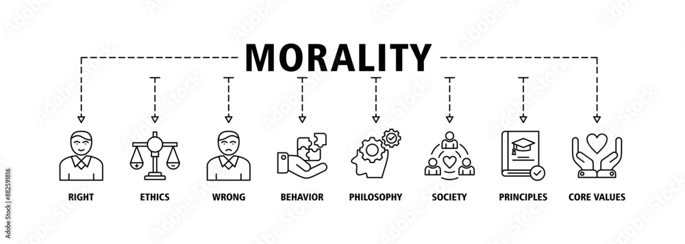 Morality banner web icon set vector symbol illustration concept with ...