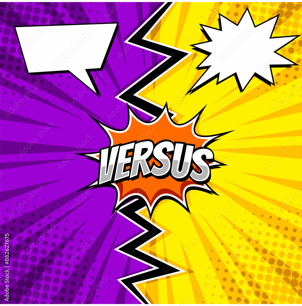 Comic book versus template background, classic pop-art style, superhero ...