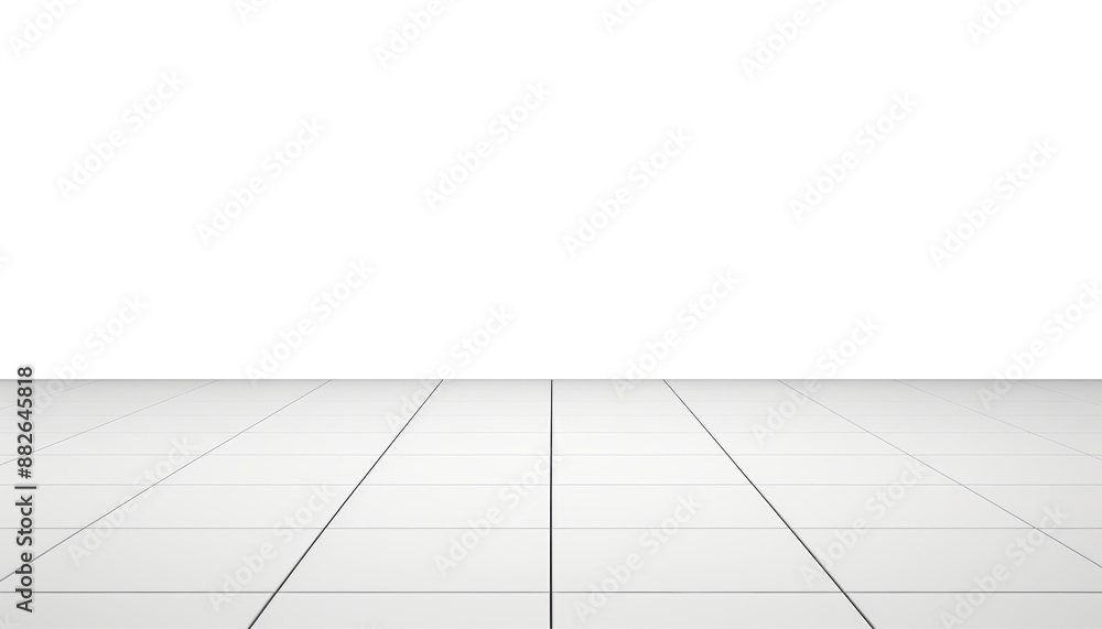 empty white tile floor isolated on transparent background cutout Stock ...