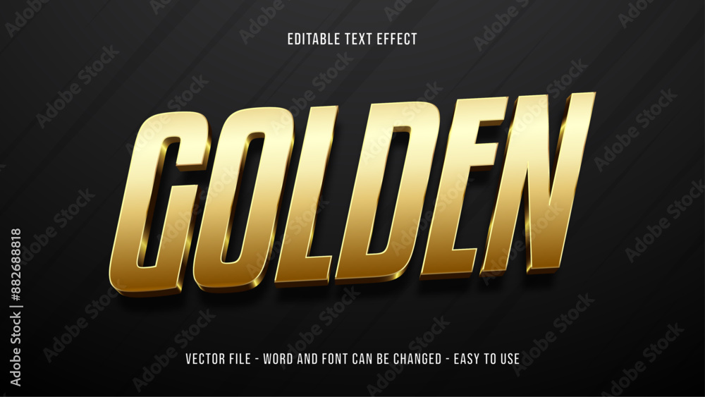 Editable shiny gold text effect Stock Vector | Adobe Stock