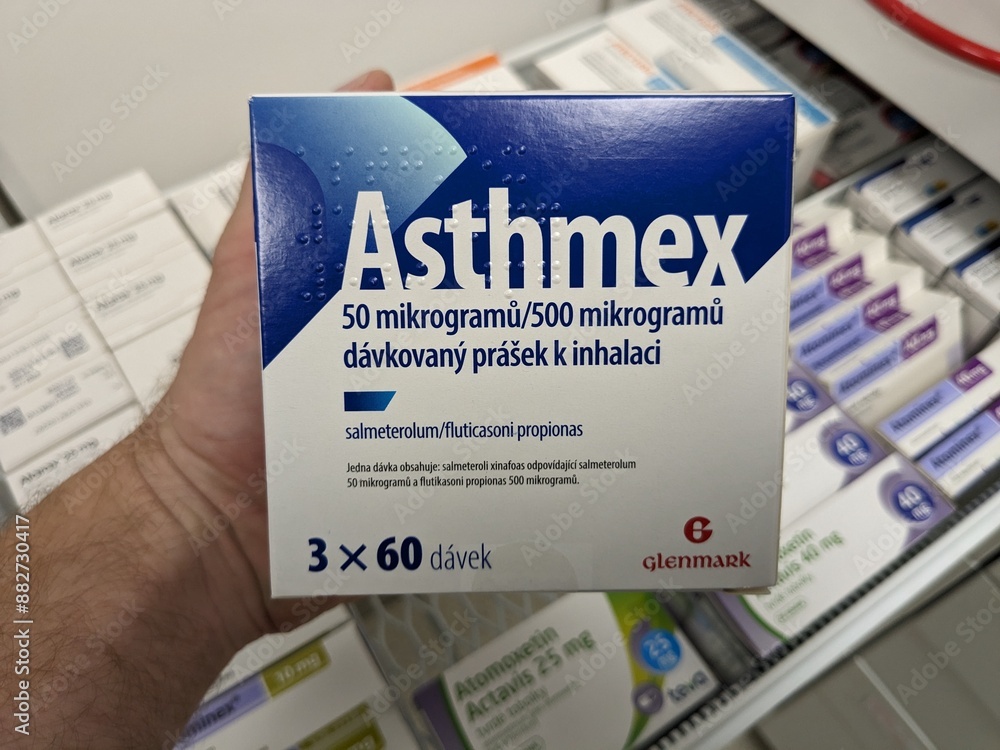Prague, Czech Republic - July 10 2024: ASTHMEX box of medication with ...