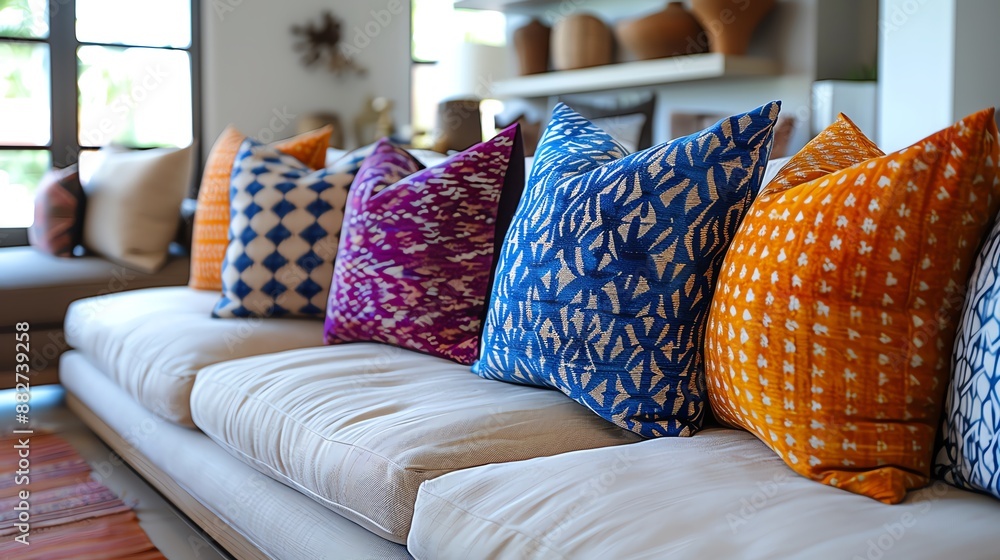 Modern take on traditional design with contemporary ikat patterns, bold ...