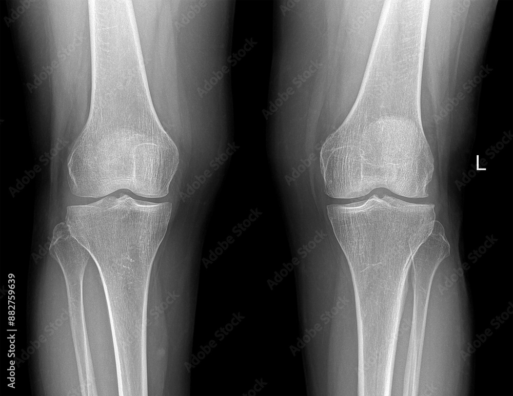 Knee x-rays for diagnostic purposes. meniscus tear. Bilateral Knee Joint radiographic image of ...