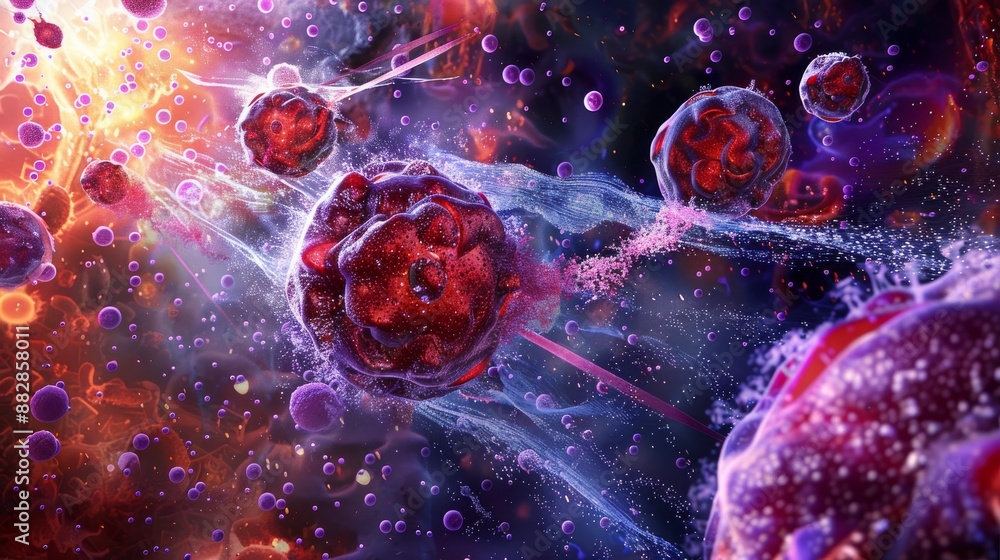 An intense scene of the cell's immune response, with signaling ...