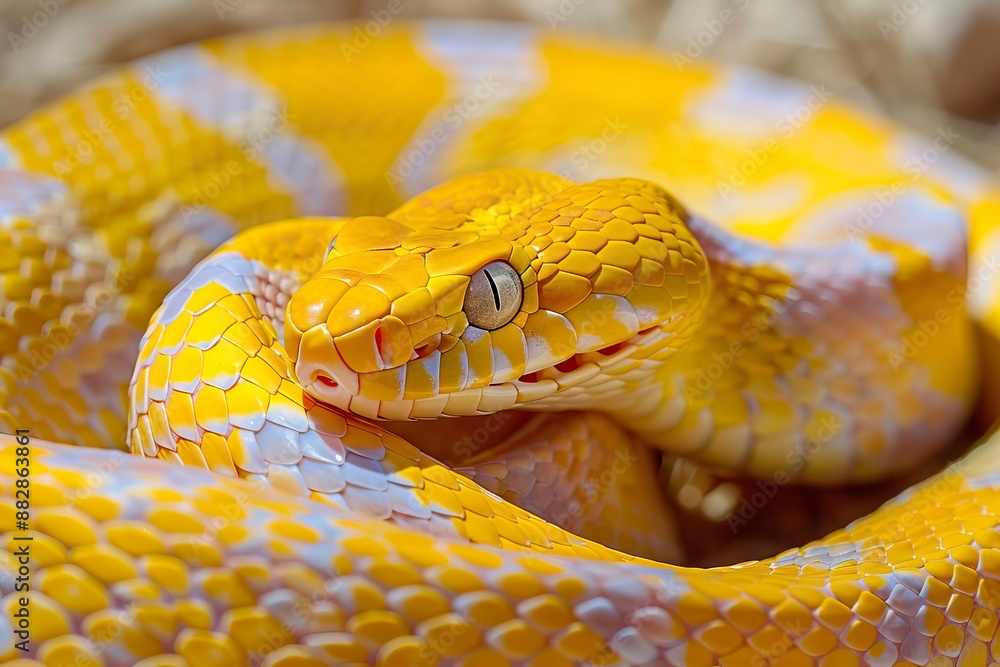 Beauty of yellow snake Many species of snakes can have yellow and white ...