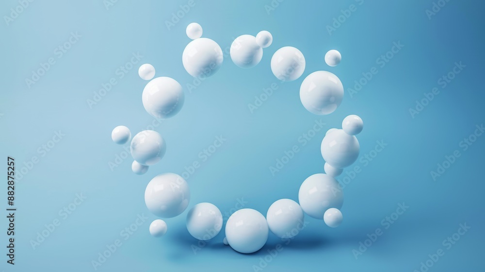 echnology feature of multiple spheres spread out making a circle ...