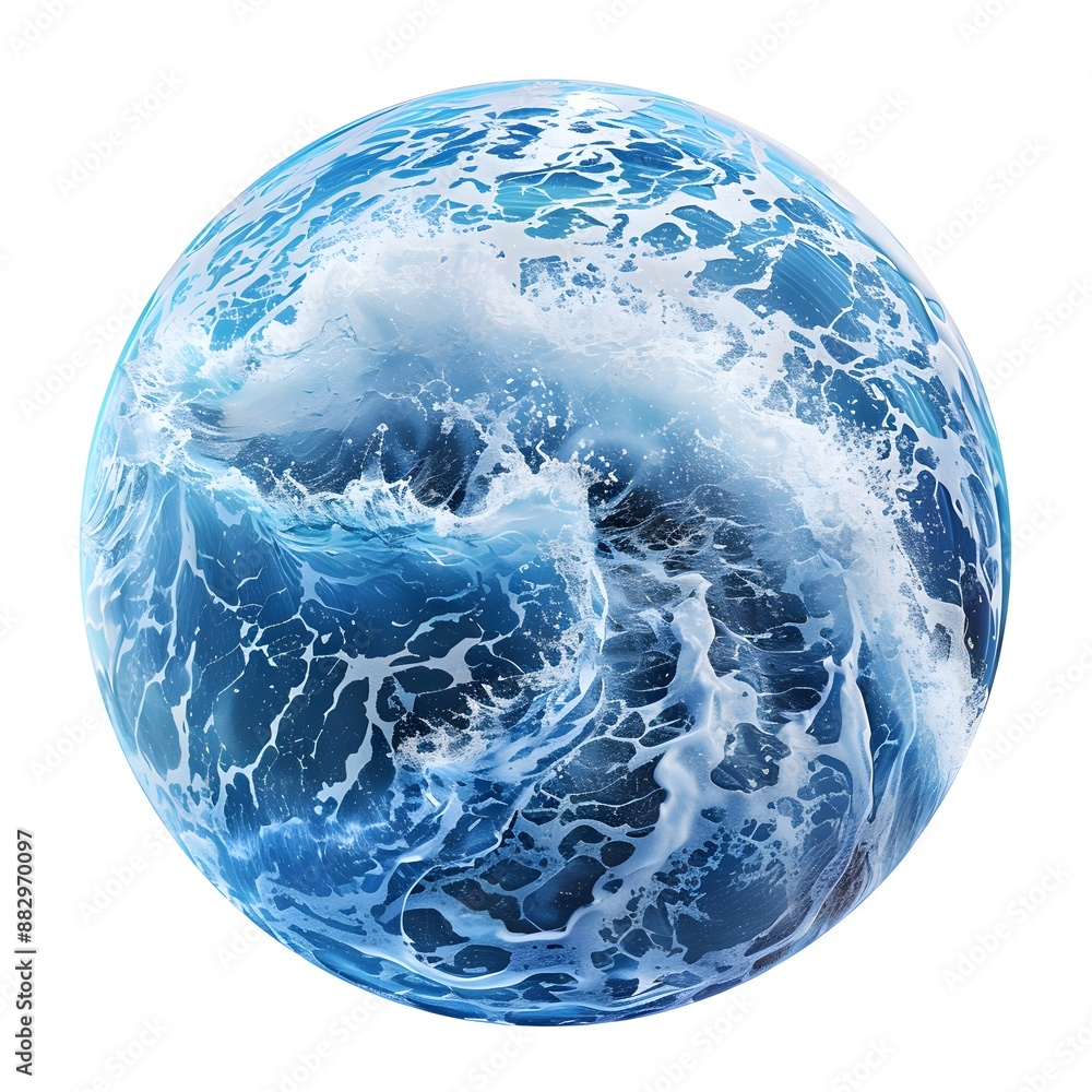 Water element, sphere shape, transparent water wave, white background ...