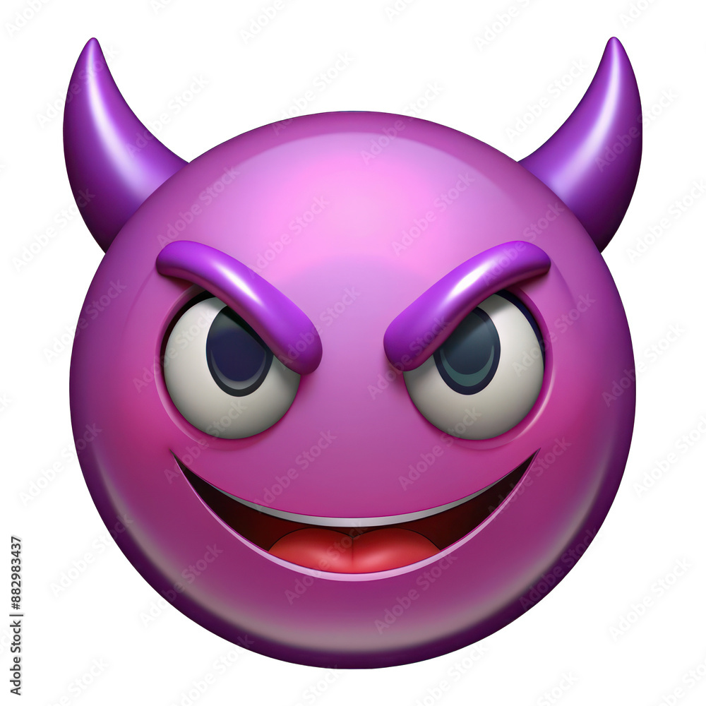 Purple evil devil emoji isolated on transparent background Stock ...