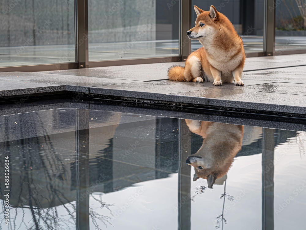 2. Hyper-realistic scene of a sweet red and white Japanese Shiba Inu ...