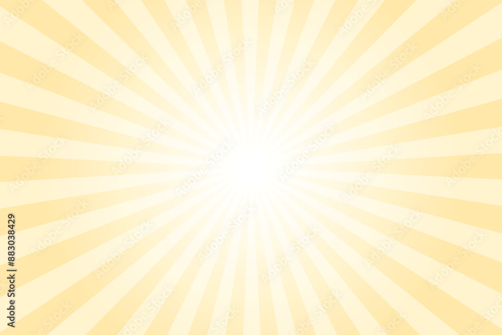 Yellow background with white sun ray. Pattern of starburst. Abstract ...