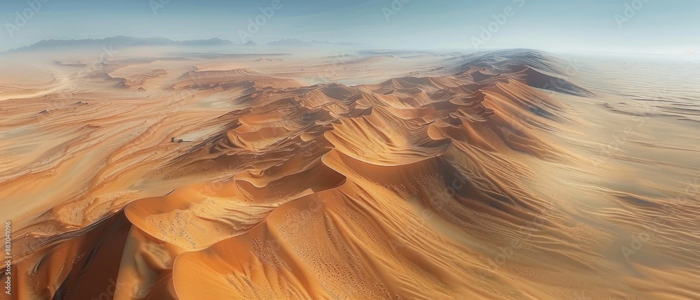 Foto de Stock Aerial perspective of an expansive desert sandscape ...