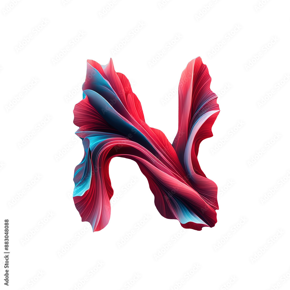 Letter N. Unique Abstract and Digital Fluid Design Artstyle. typography ...