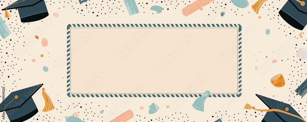 Educational certificates and awards as a border, blank space inside ...