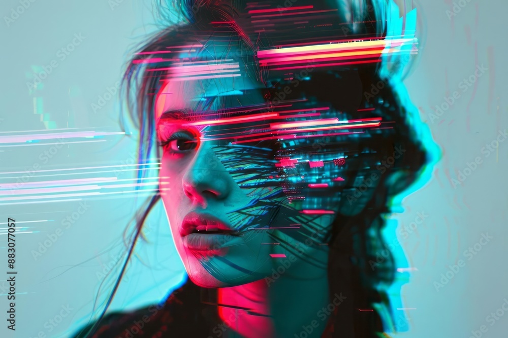 Person with their face partially obscured by a digital glitch featuring ...