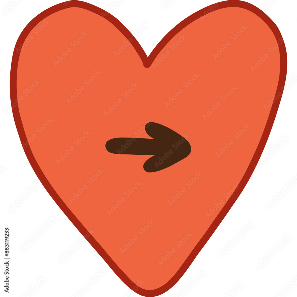 Cute hand drawn arrow mark as postpone sign in the shape of heart ...
