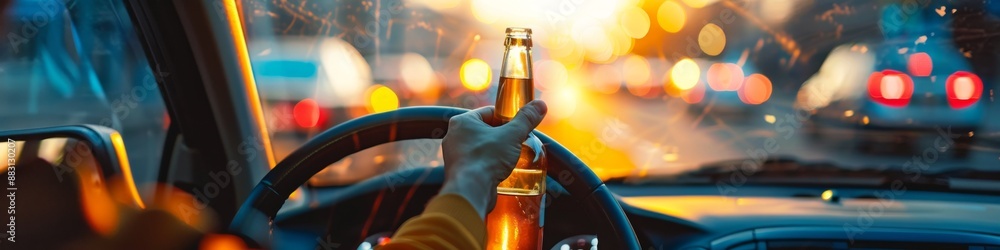 Depiction of Drunk Driving Concept with an Impaired Driver Behind the ...
