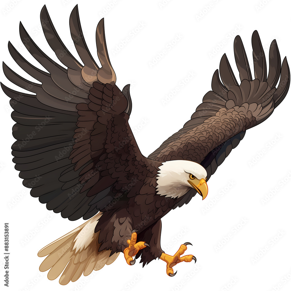 2d cartoon character clipart drawing of an eagle on an isolated ...