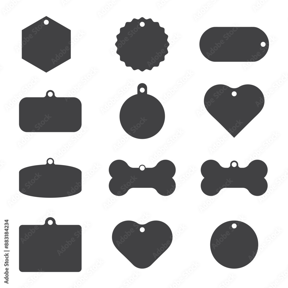 vector of dog tags template. set of icons, shape tags, illustration ...