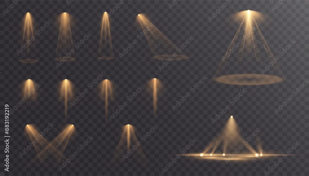 Spotlight. Set of vector isolated light effects of yellow spotlight ...