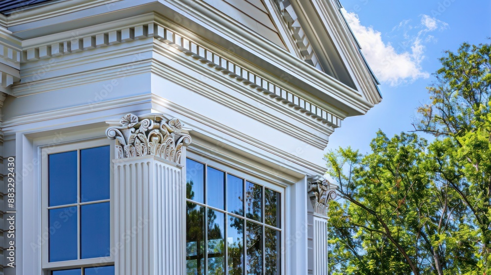 The architectural detailing around the windows of a Suburban Colonial ...
