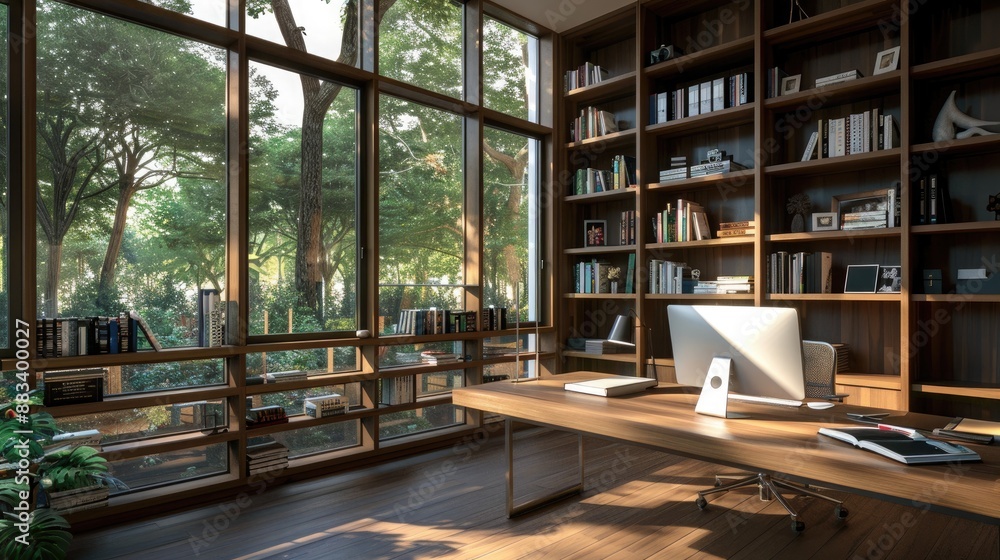 Explore the functionality of a contemporary home office interior with ...