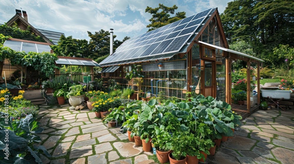 The custom-built, eco-friendly greenhouse of a Suburban Colonial home ...