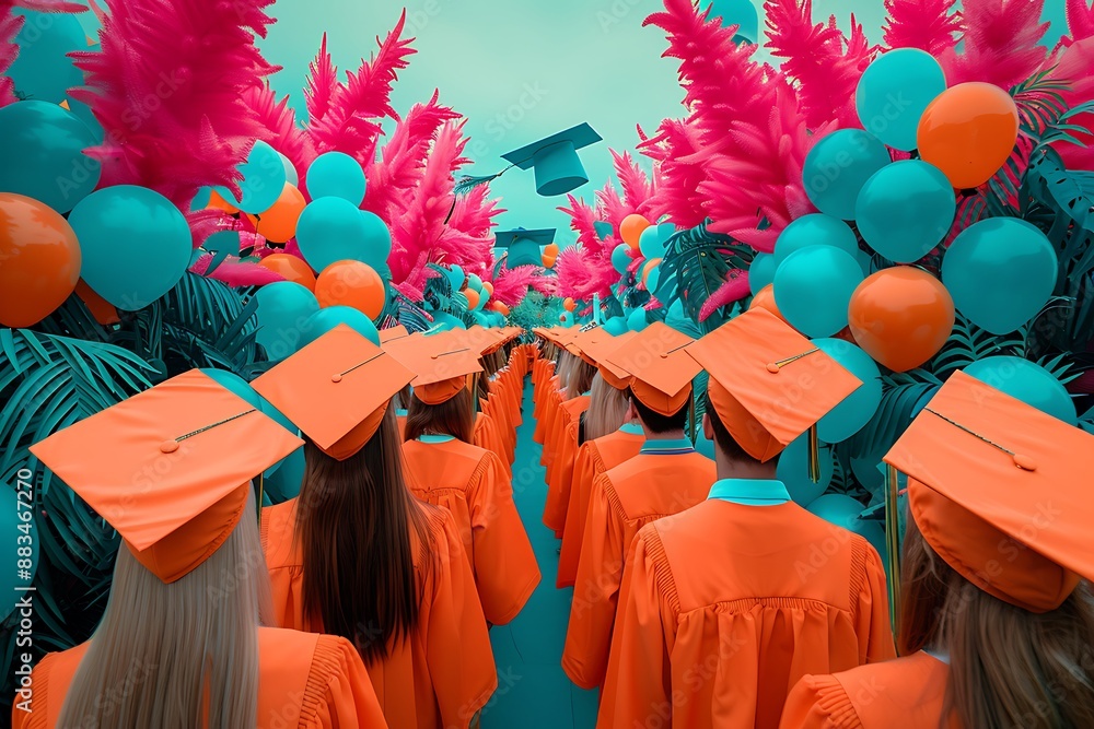Graduation travel ideas in a digital art style, captured from an eye ...