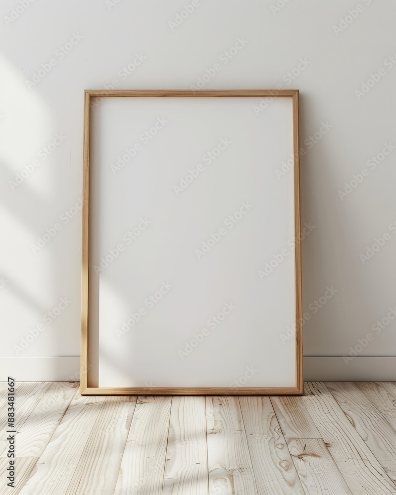 light wood tan minimal THIN portrait frame that is 11x17 in size, with ...