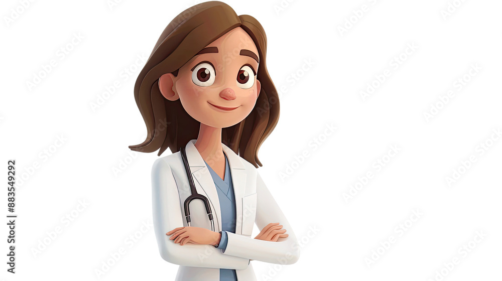 Female doctor cartoon character on a transparent background Stock Photo ...