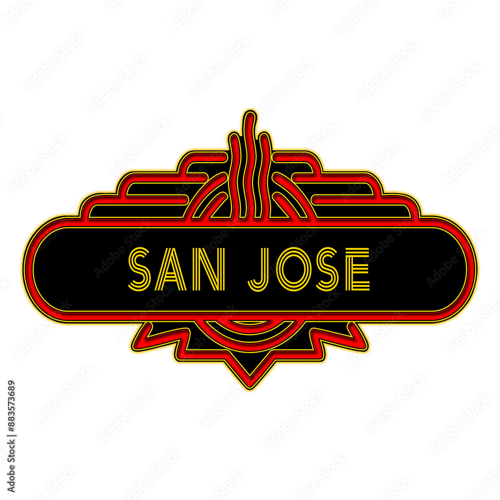 A retro marquee type sign with the words - SAN JOSE. The sign features ...