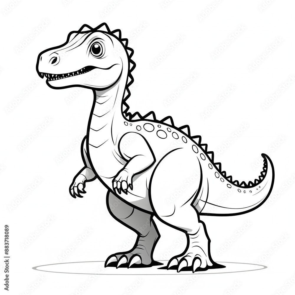 AI generative. Dinosaur outline drawing for kids coloring book ...